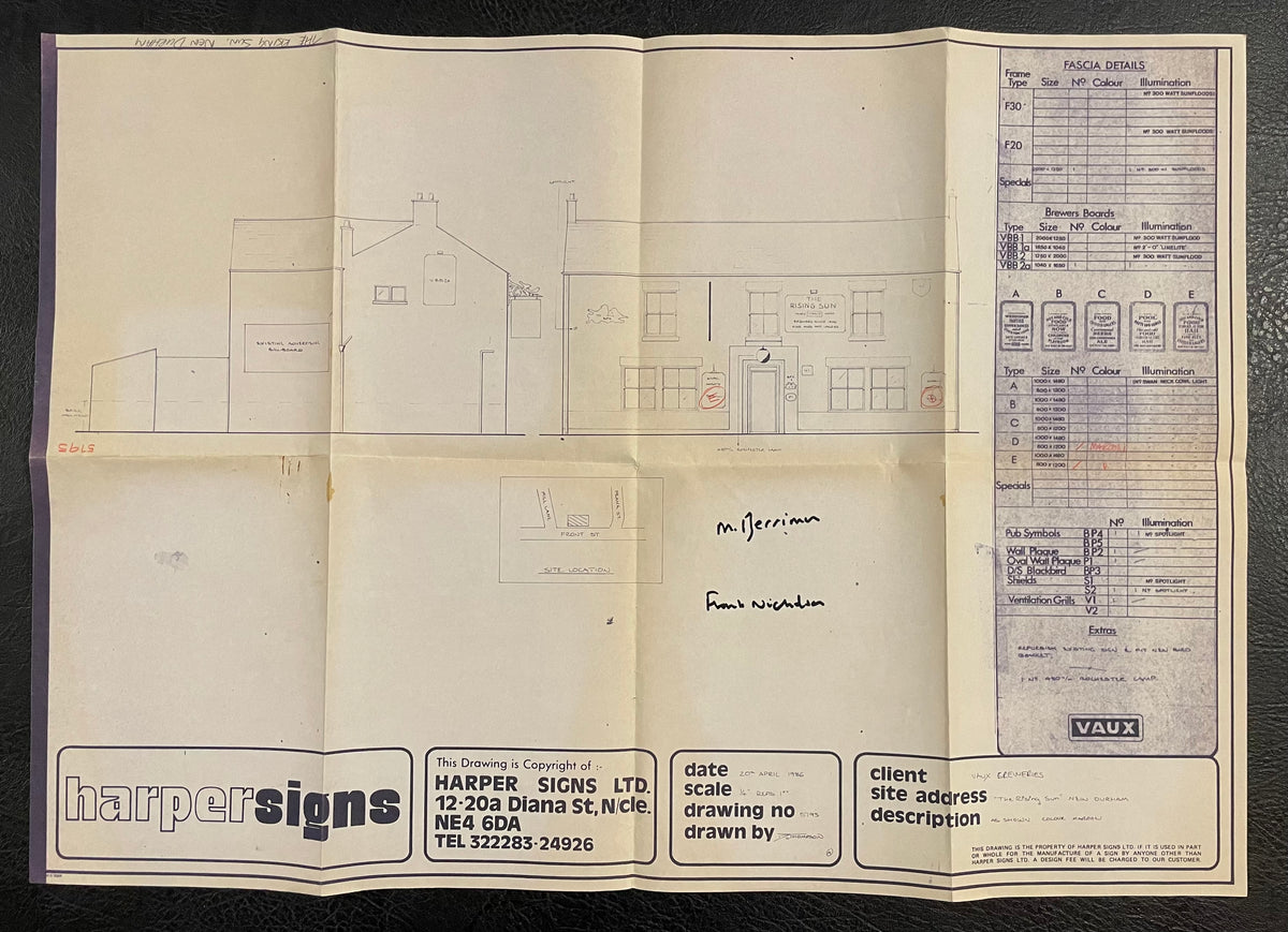 The Rising Sun, New Durham, signed original VAUX plans – Fans Museum Shop