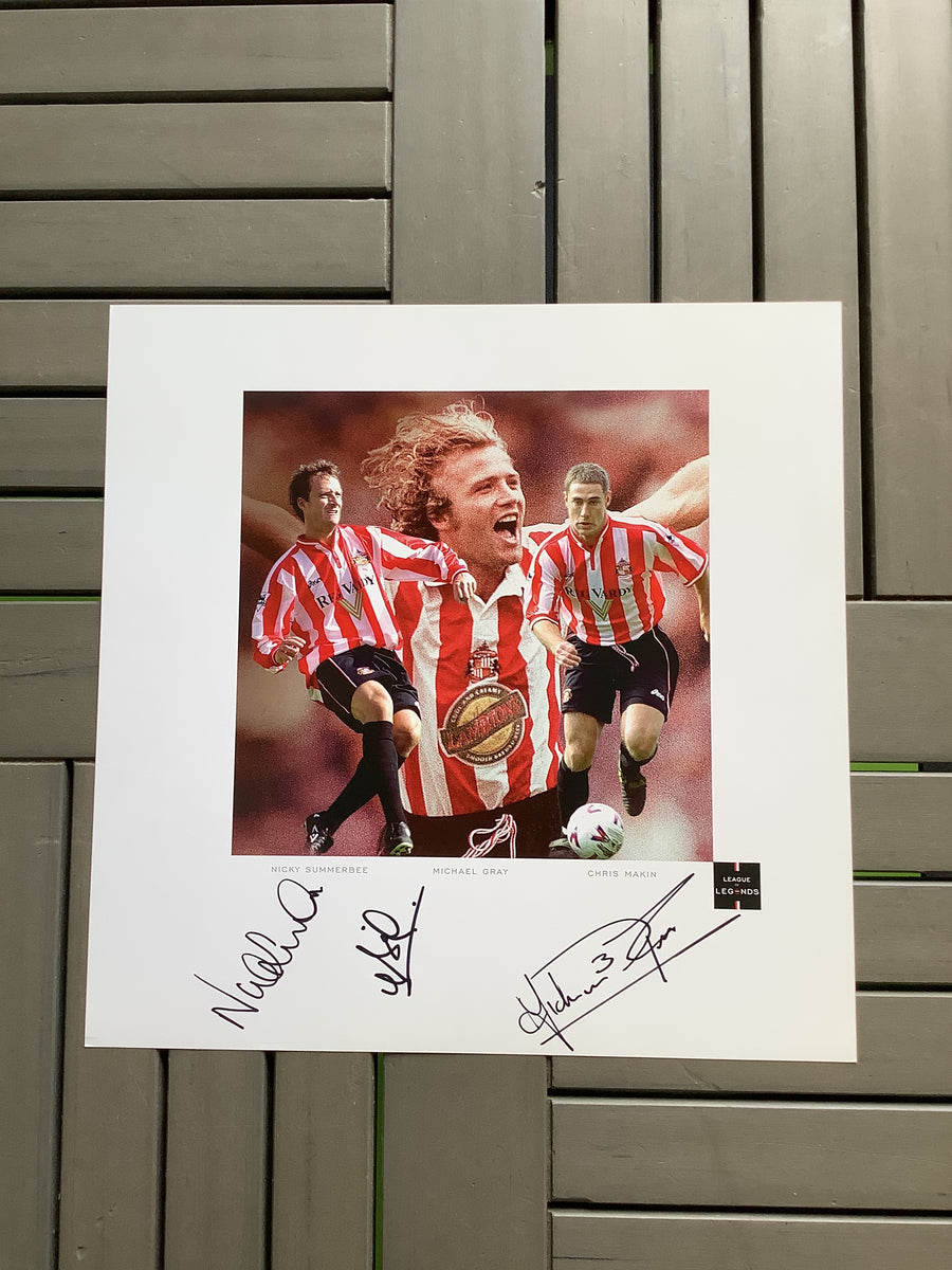 Nicky Summerbee, Michael Gray and Chris Makin Sunderland Signed Print ...